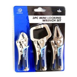 LOCKING WRENCH SET MINI 3 PIECE 4" 5" CURVED JAW LONG NOSE C CLAMP ...