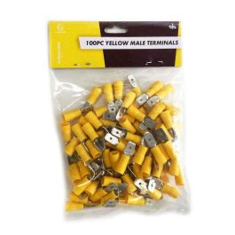 MALE TERMINALS 100PC YELLOW SEMI INSULATED 12-10 awg 6.3mm x 0.4mm ...