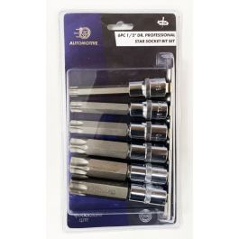 STAR BITS SET 6 PIECE 1/2" DRIVE T55-T100 100mm - TOOLZONE KDPTX036