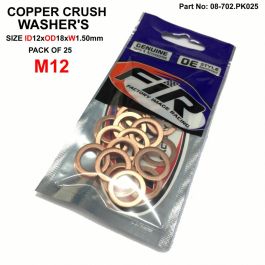 COPPER WASHER M12 PK OF 25, SIZE ID12 x OD18 x W1.50mm by Factory Image ...