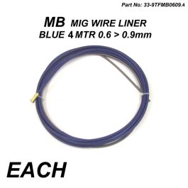 MB MIG WIRE LINER 0.6 > 0.9mm, BLUE 4 METER LINER by Tag-z – Blue, 0.6 ...