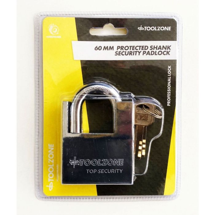PADLOCK PROTECTED SHACKLE STEEL 60mm WITH 3 KEYS - TOOLZONE KDPLK045