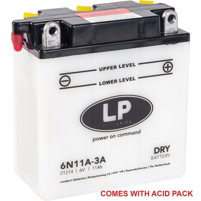 BATTERY 6N11A-3A 6V 11AH, LANDPORT WITH ACID PACK, ROAD, MC MA 6N11A-3A ...